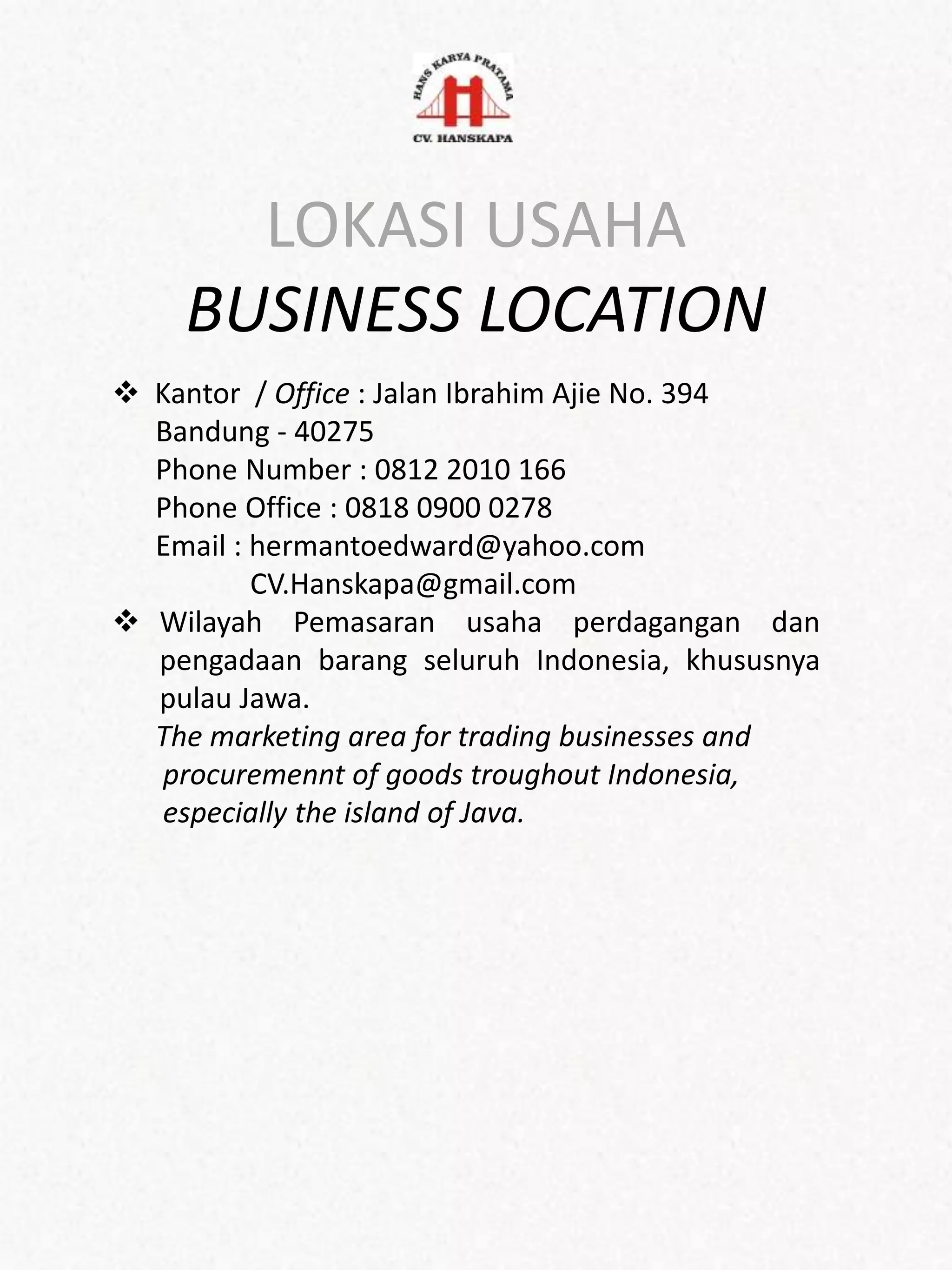 Company Profile cv. hanskapa | PPTX