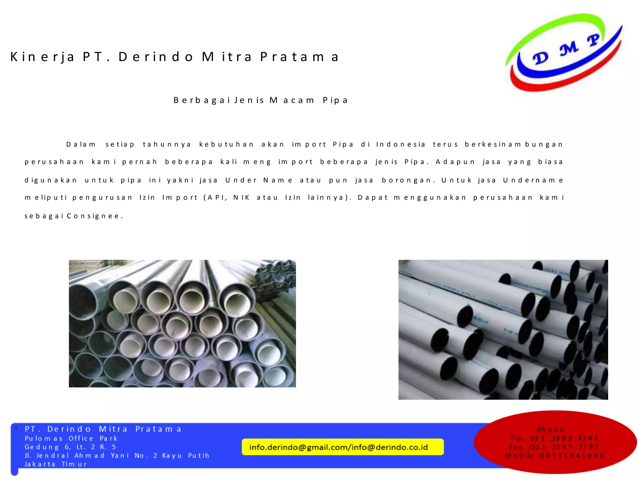 Company Profile PT. Derindo Mitra Pratama (Perusahaan Jasa Export dan ...