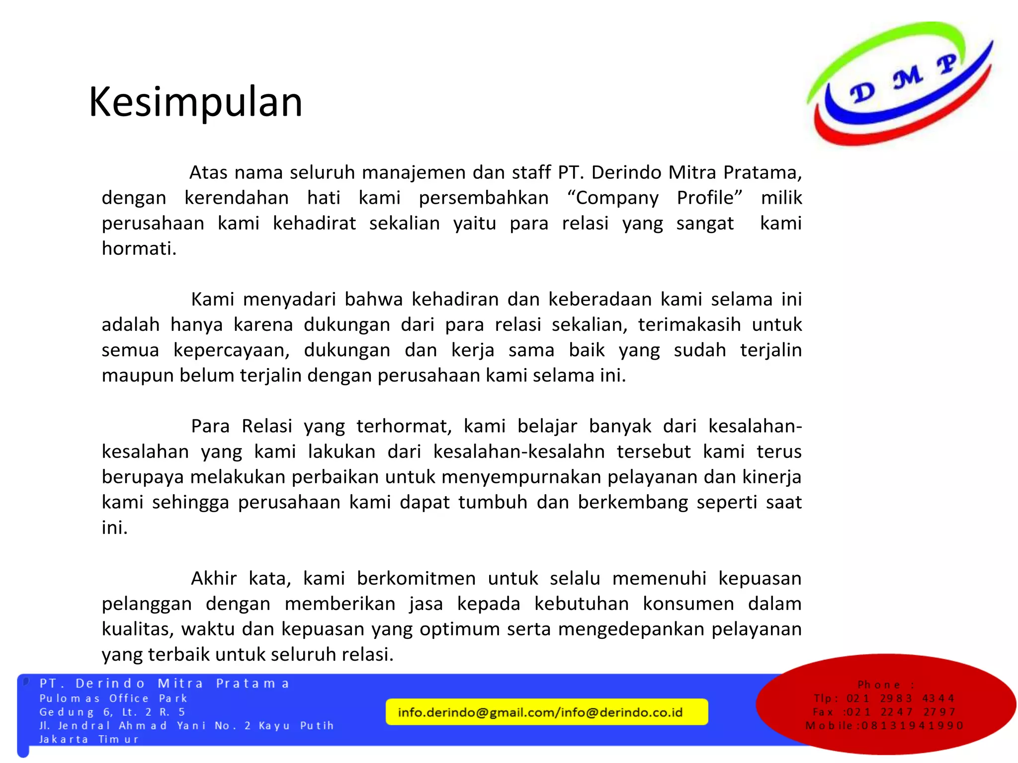 Company Profile PT. Derindo Mitra Pratama (Perusahaan Jasa Export dan ...