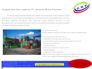 Company Profile PT. Derindo Mitra Pratama (Perusahaan Jasa Export dan ...