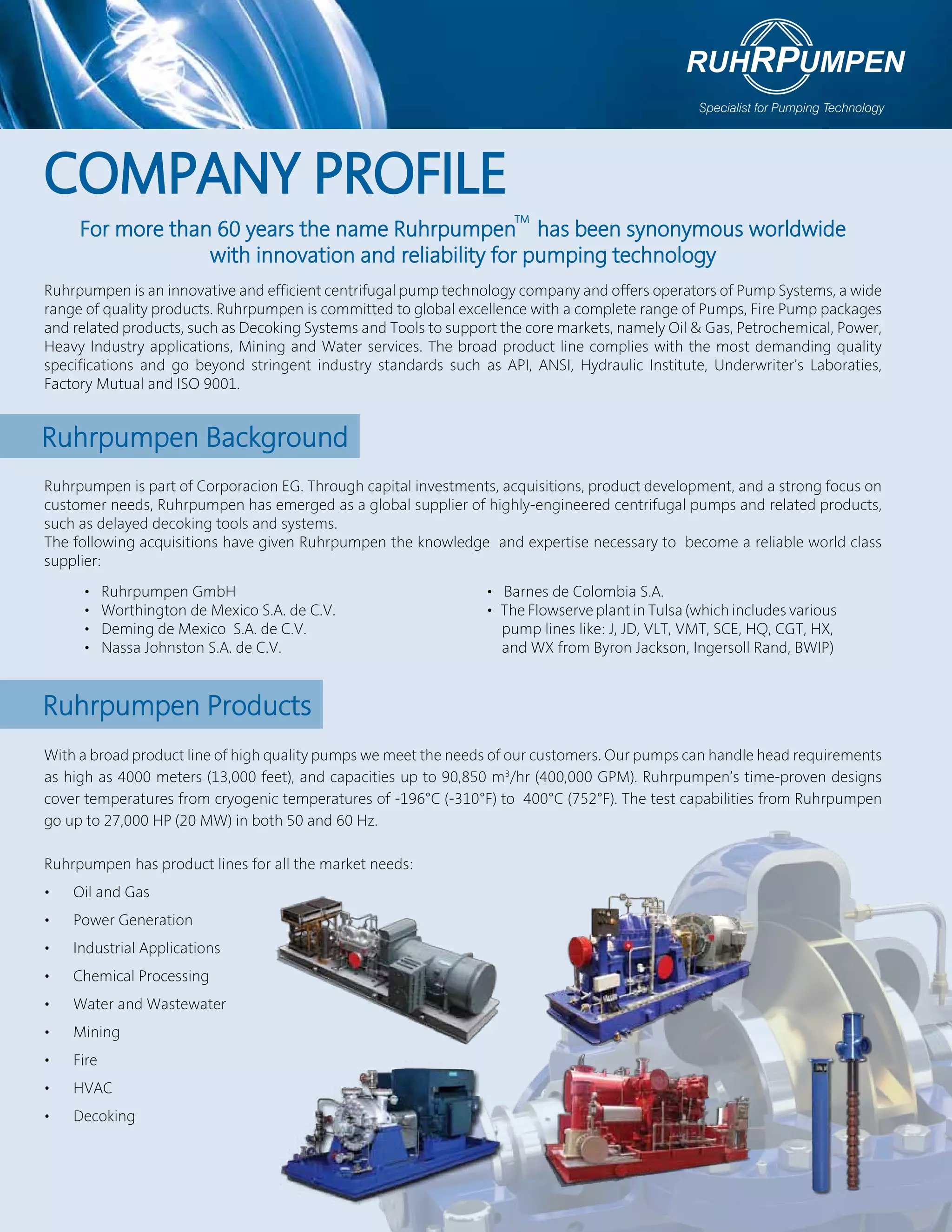 Ruhrpumpen - Company Profile | PDF
