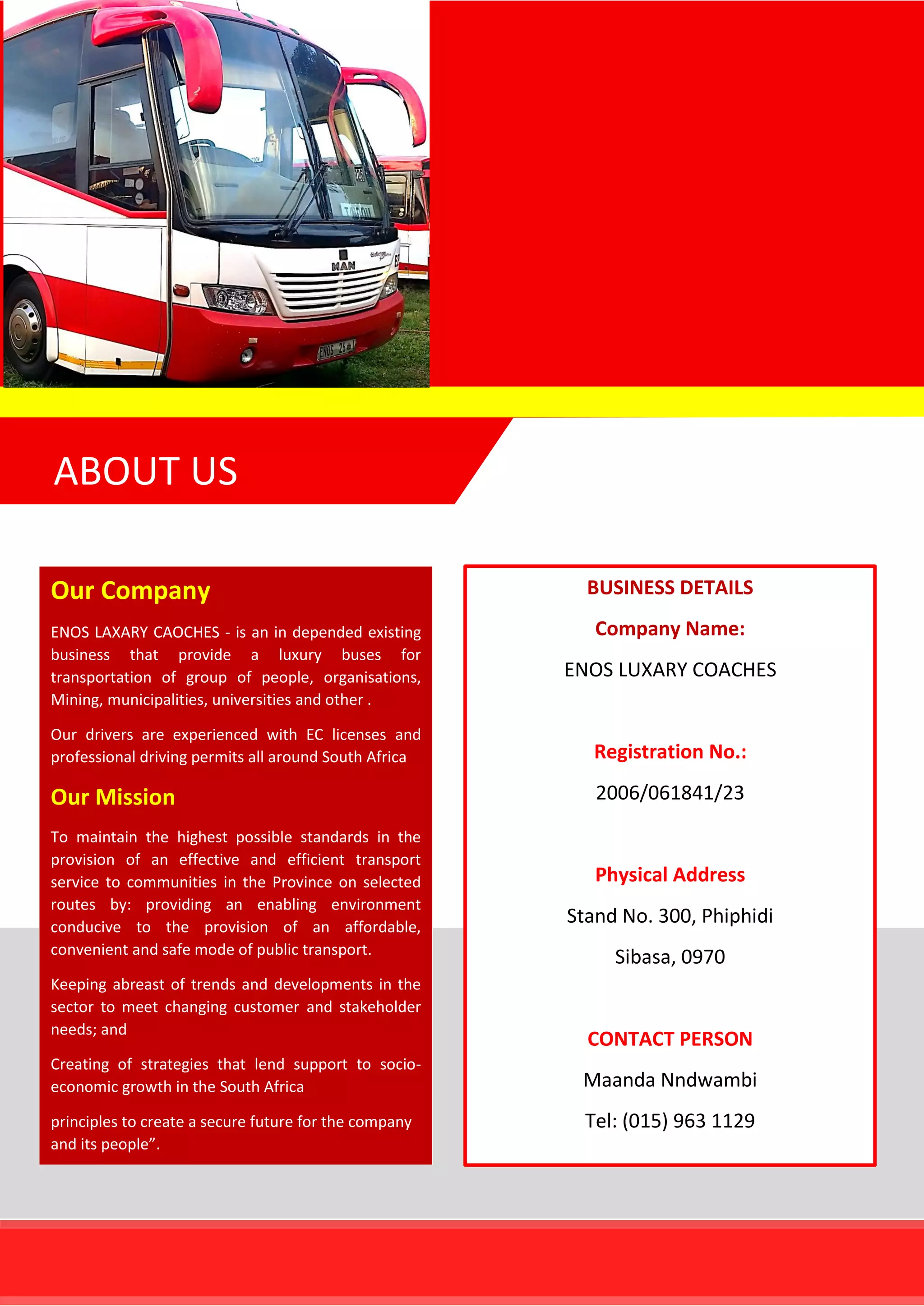 Company profile enos bus services | PDF