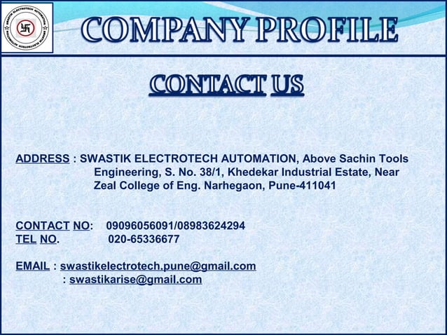 SWASTIK ELECTROTECH AUTOMATION | PPT