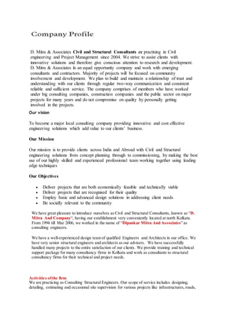 Company profile of D. MITRA & ASSOCIATES | DOCX