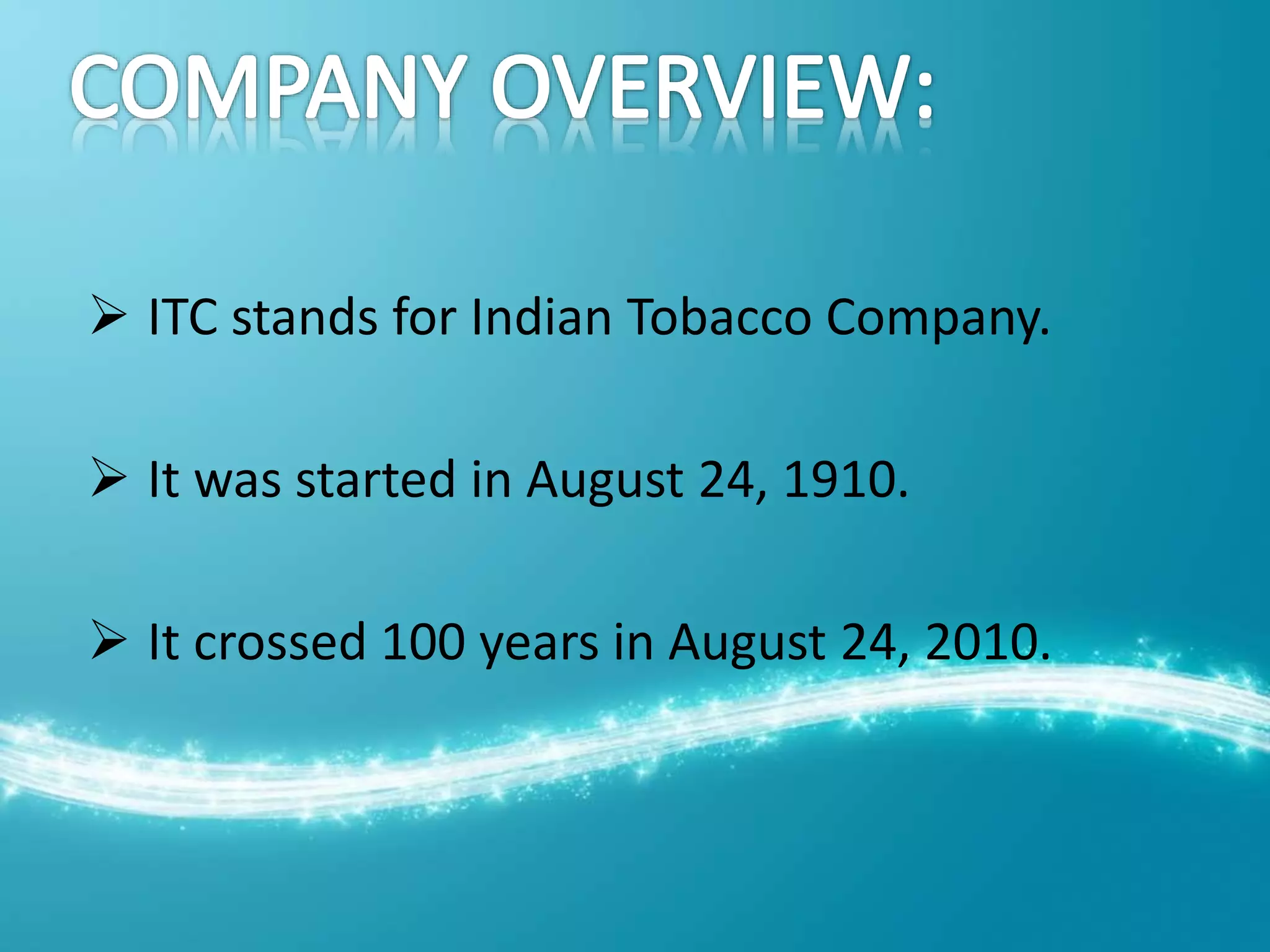 Company profile of ITC | PPTX
