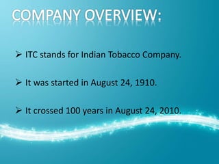 Company profile of ITC | PPTX
