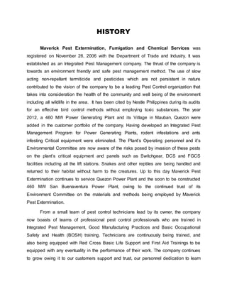 Company profile of maverick pest extermination | DOCX
