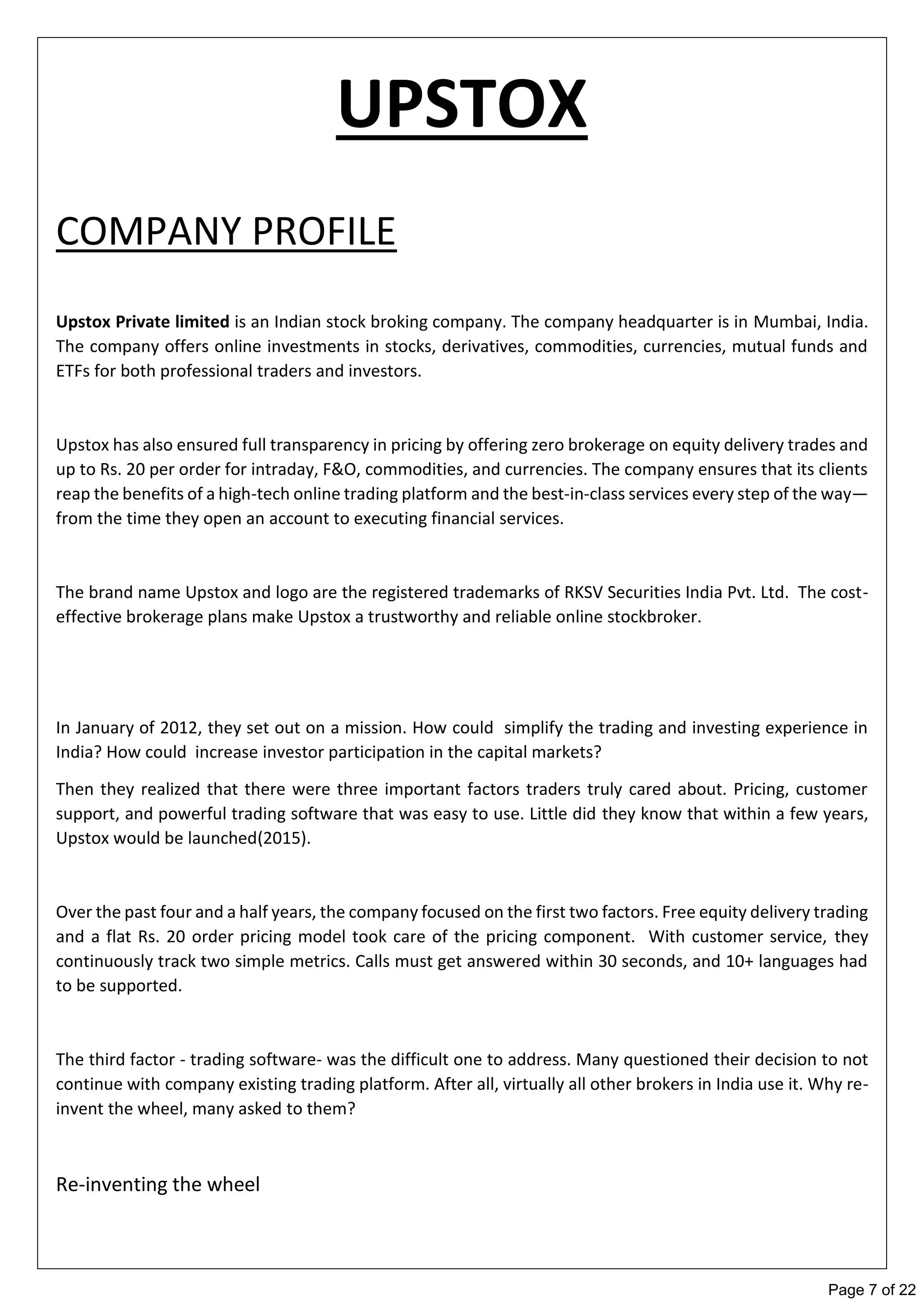 Company Profile of Upstox & Indian Stock Market.pdf