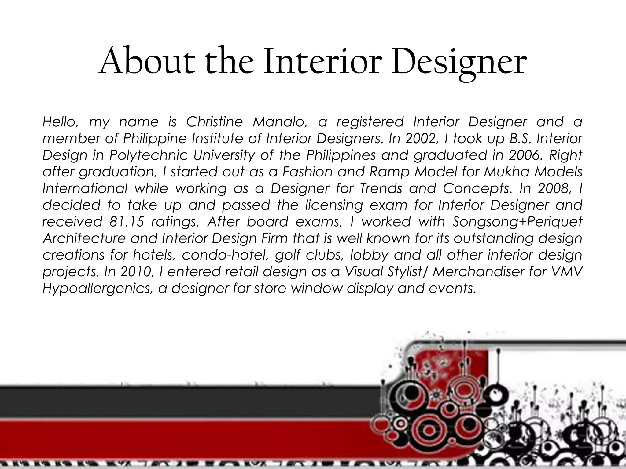 interior designer profile manila | PPT