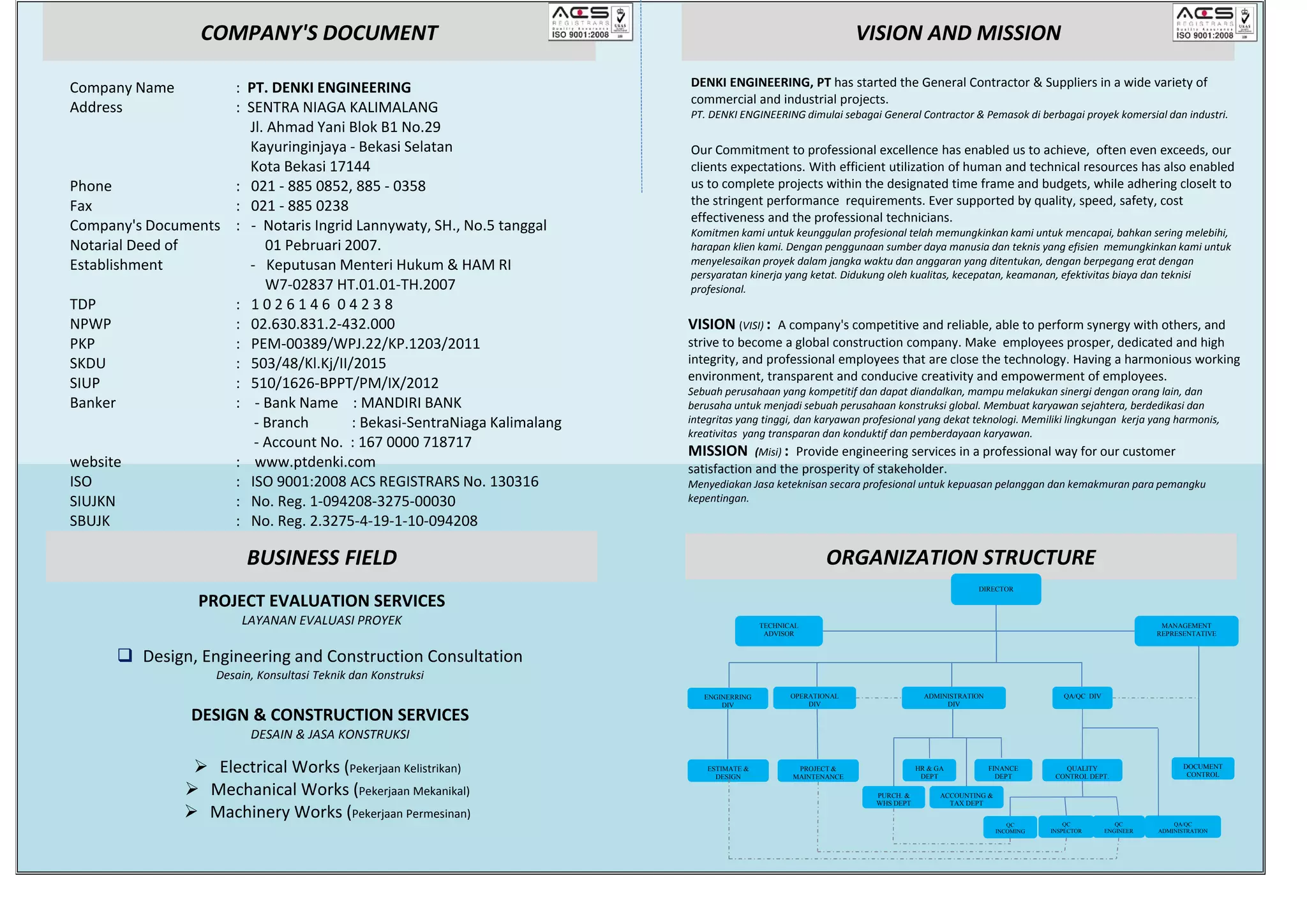 Company profile pt. denki engineering | PDF