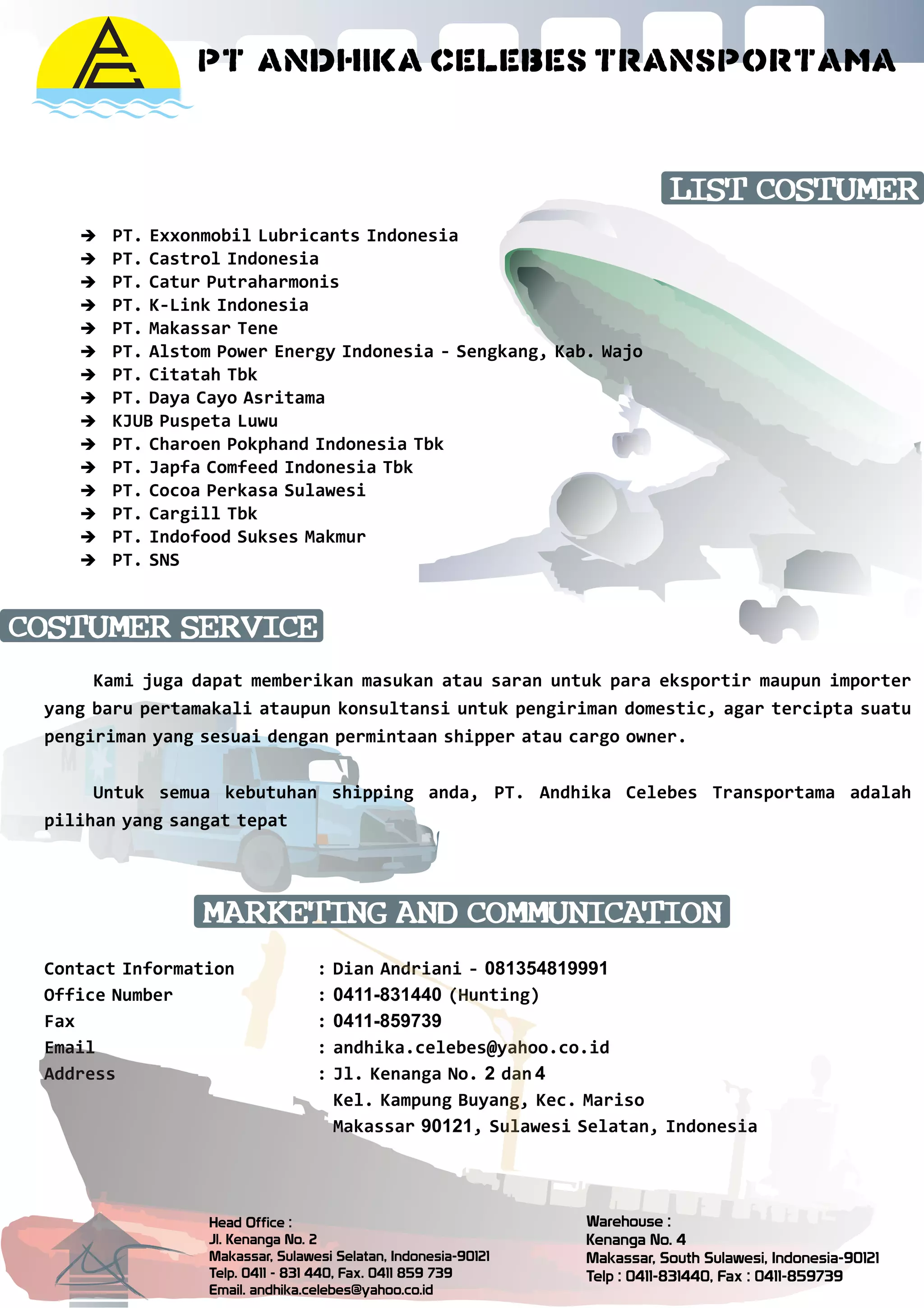 Company profile pt. andhika celebes transportama | PDF