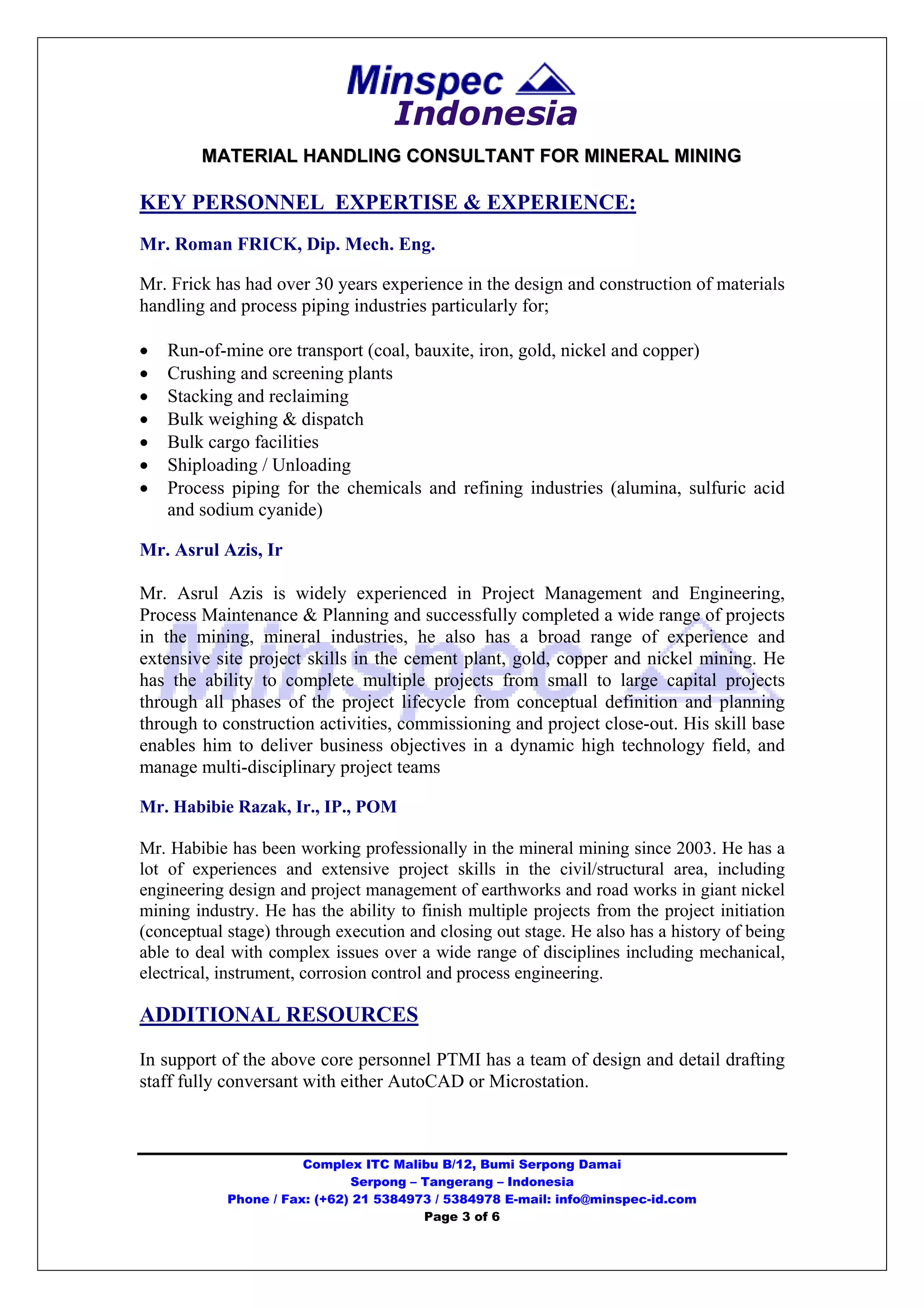Company Profile Pt Minspec Indonesia | PDF