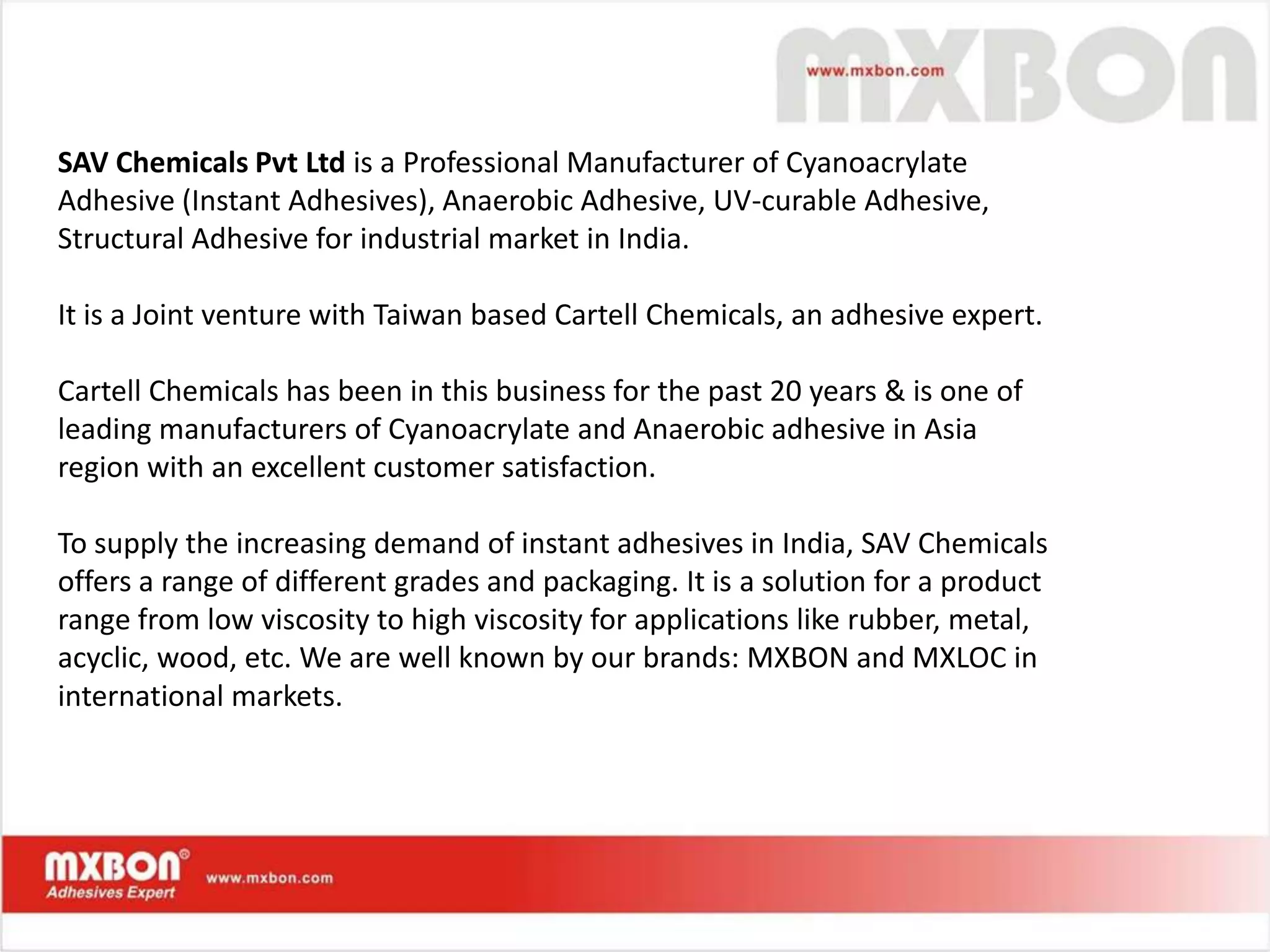 Company profile SAV Chemicals pvt. ltd. | PDF