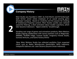 Main Studios Company Profile | PDF | Computer Animation | Computer ...