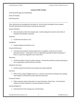 Company Profile Template & Sources | PDF