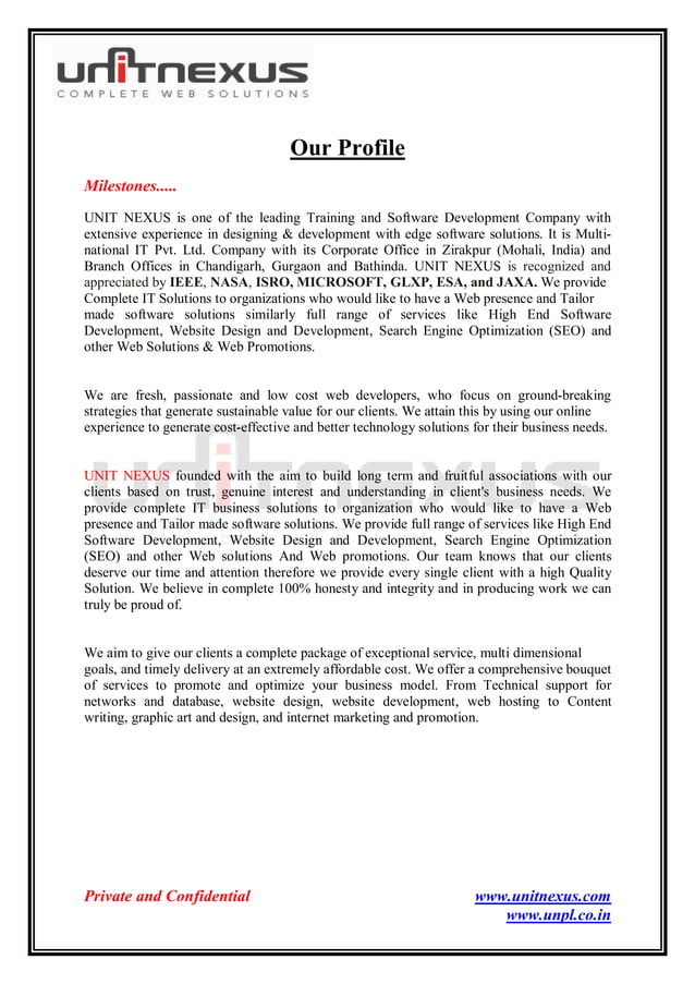 Unit Nexus Pvt- Ltd-Company profile unipl | PDF