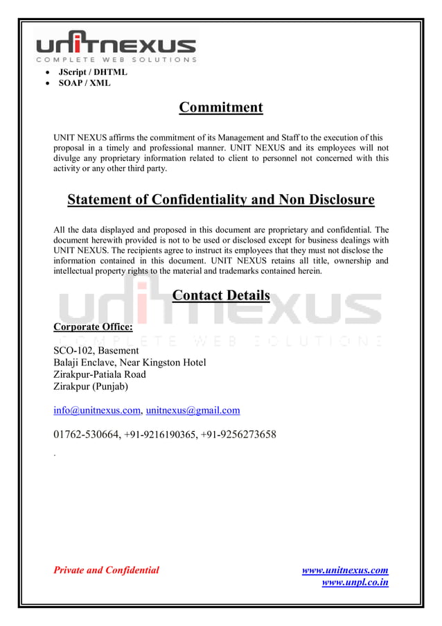 Unit Nexus Pvt- Ltd-Company profile unipl | PDF