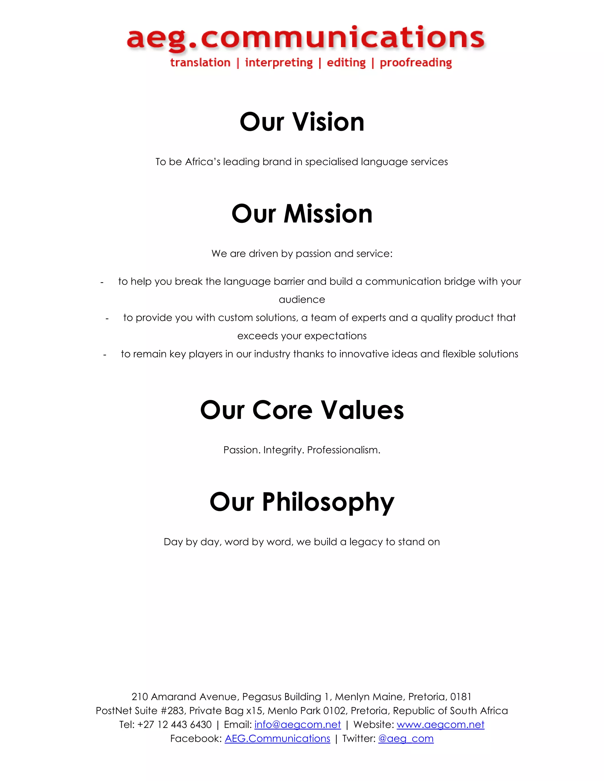AEG.Communications - Company Profile - English | PPT