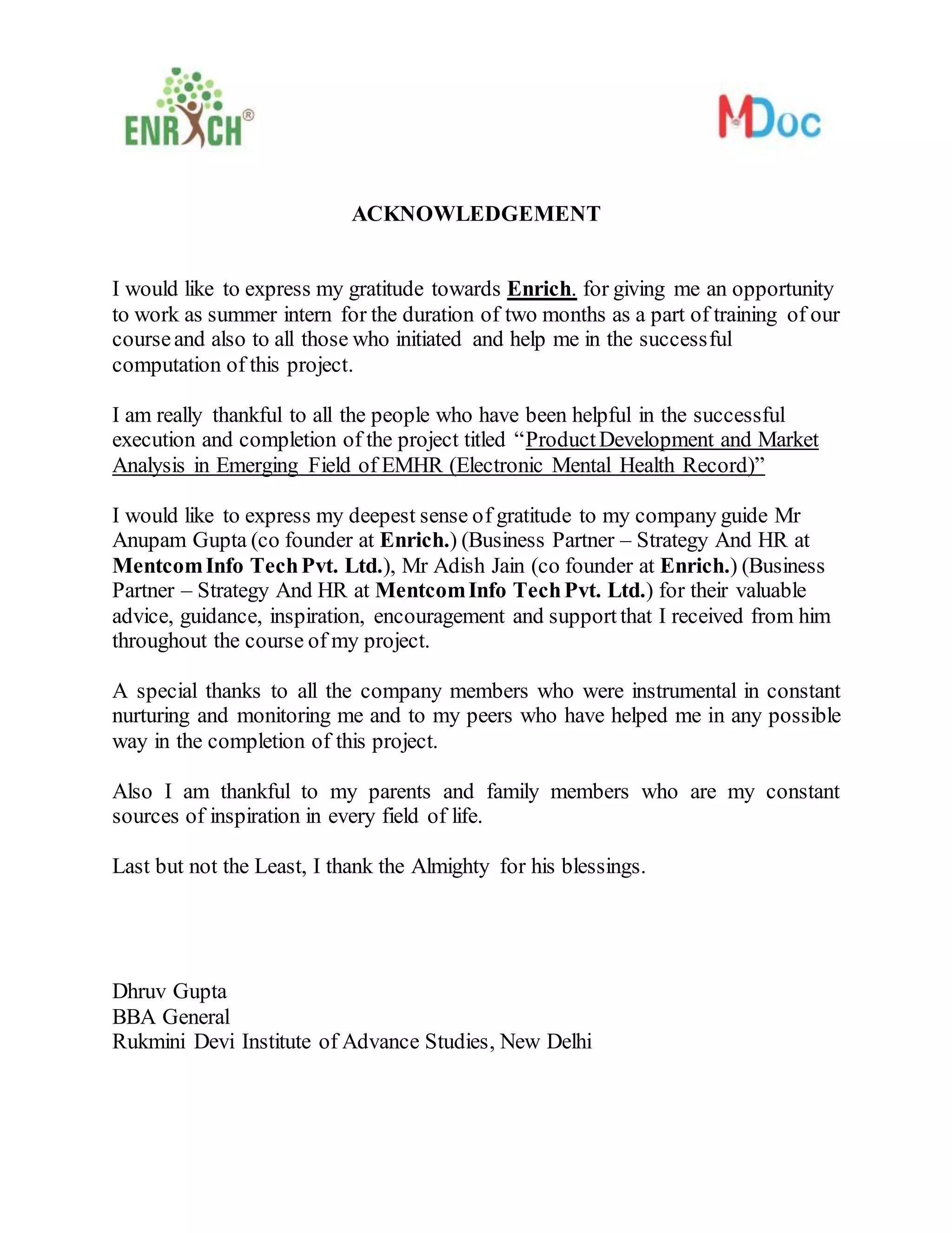 Internship project | DOCX