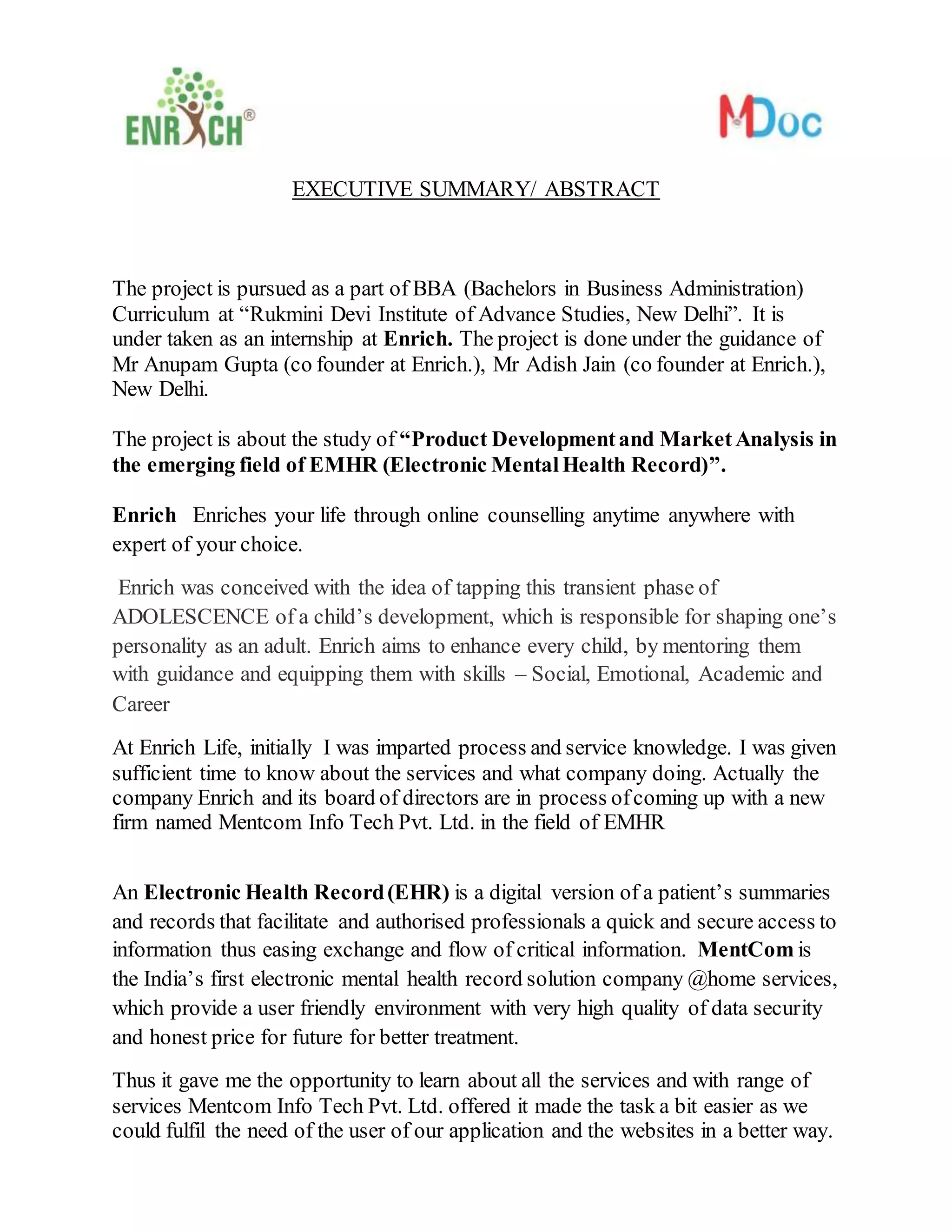 Internship project | DOCX