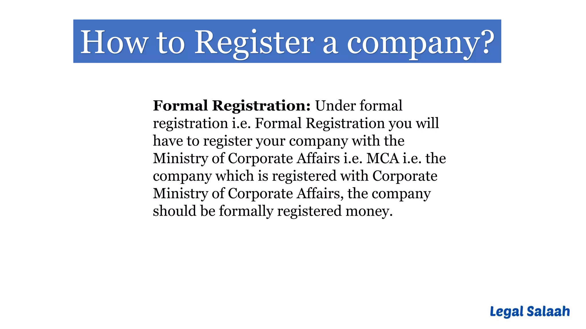 A Complete guide types of company registration in India | Legal Salaah ...