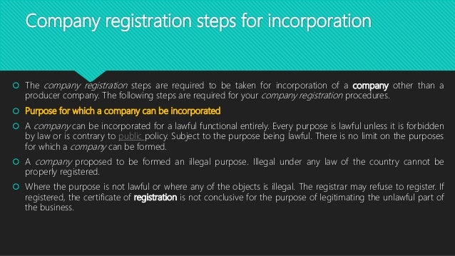 Company registration steps for incorporation