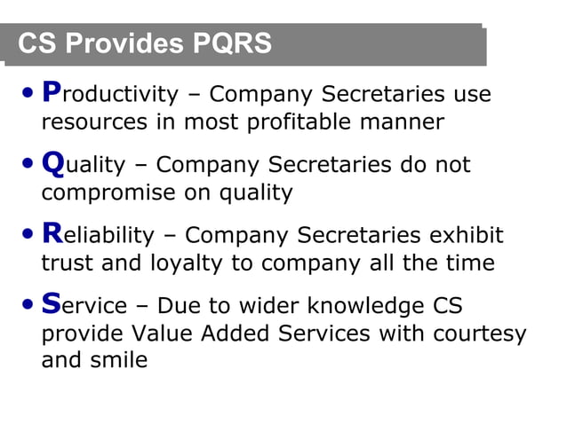 Company secretary.pptx | Resume Writing and Advice | Job Search
