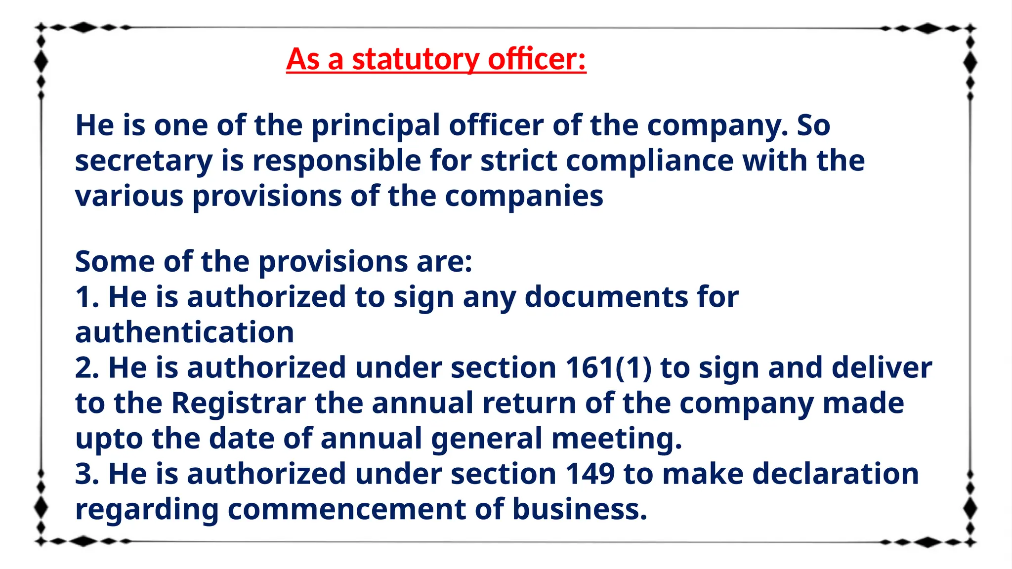company Secretary.pptx company Secretary role and responsibilities | PPTX