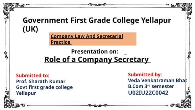 company Secretary.pptx company Secretary role and responsibilities | PPTX
