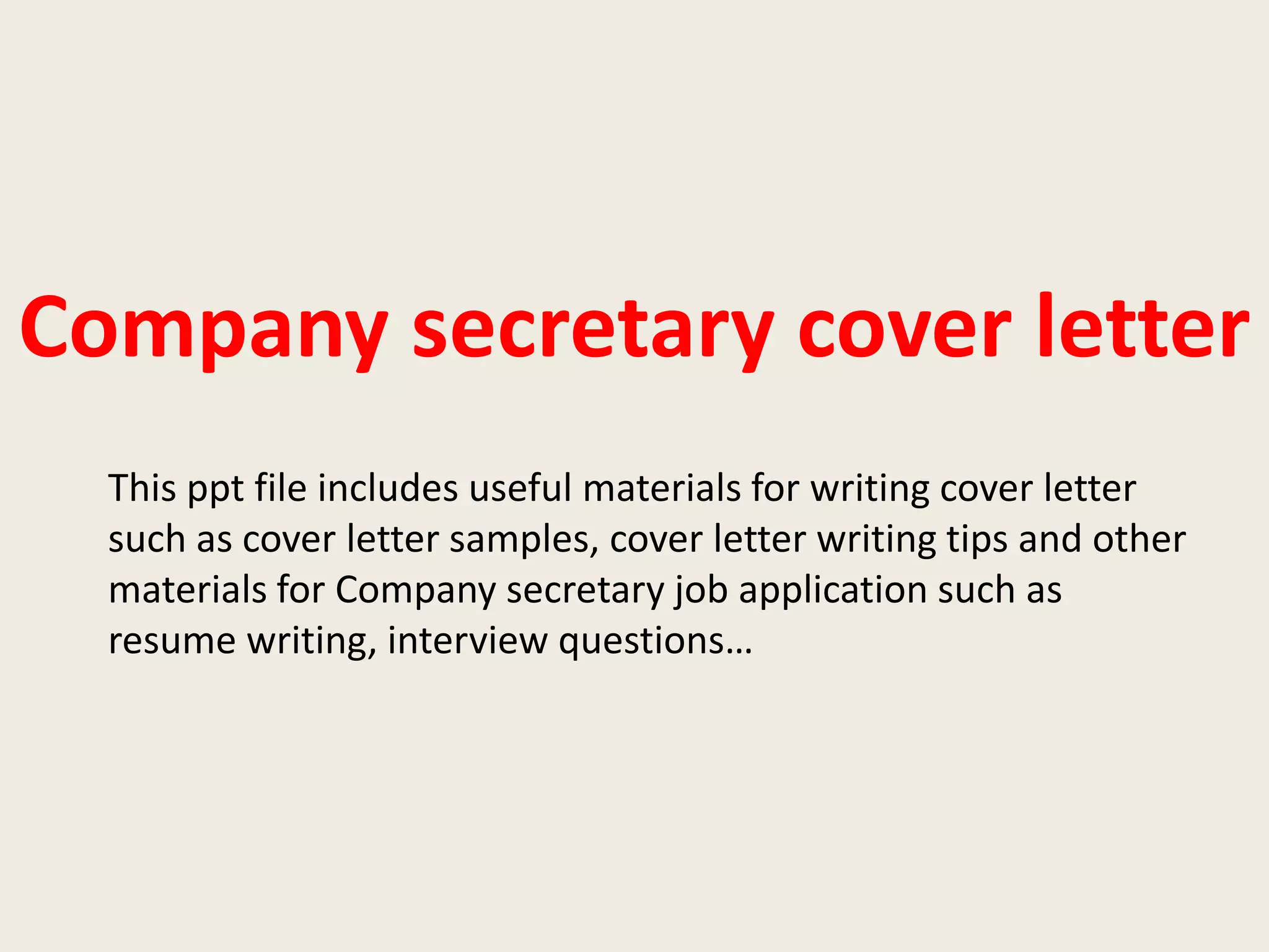 Company secretary cover letter | PPT