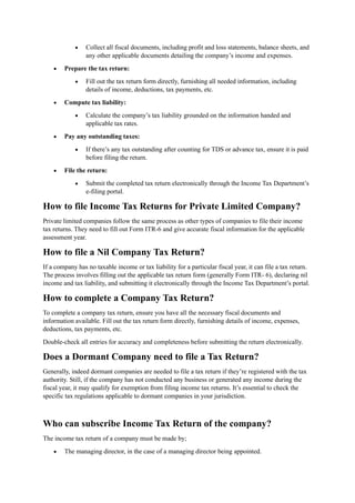 Company Tax Return: Income Tax Return for Companies - Tax Craft Hub | PDF