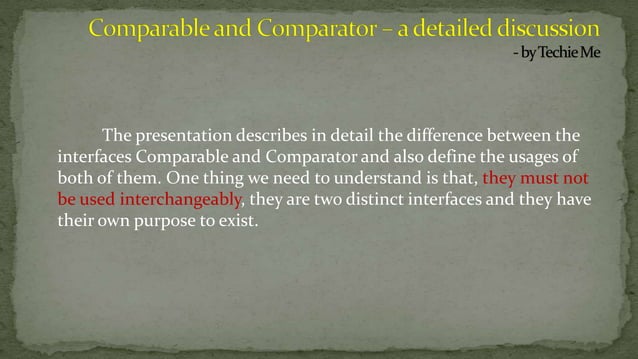 Comparable and comparator – a detailed discussion | PPT