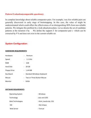 JAVA 2013 IEEE DATAMINING PROJECT Comparable entity mining from comparative questions | DOCX