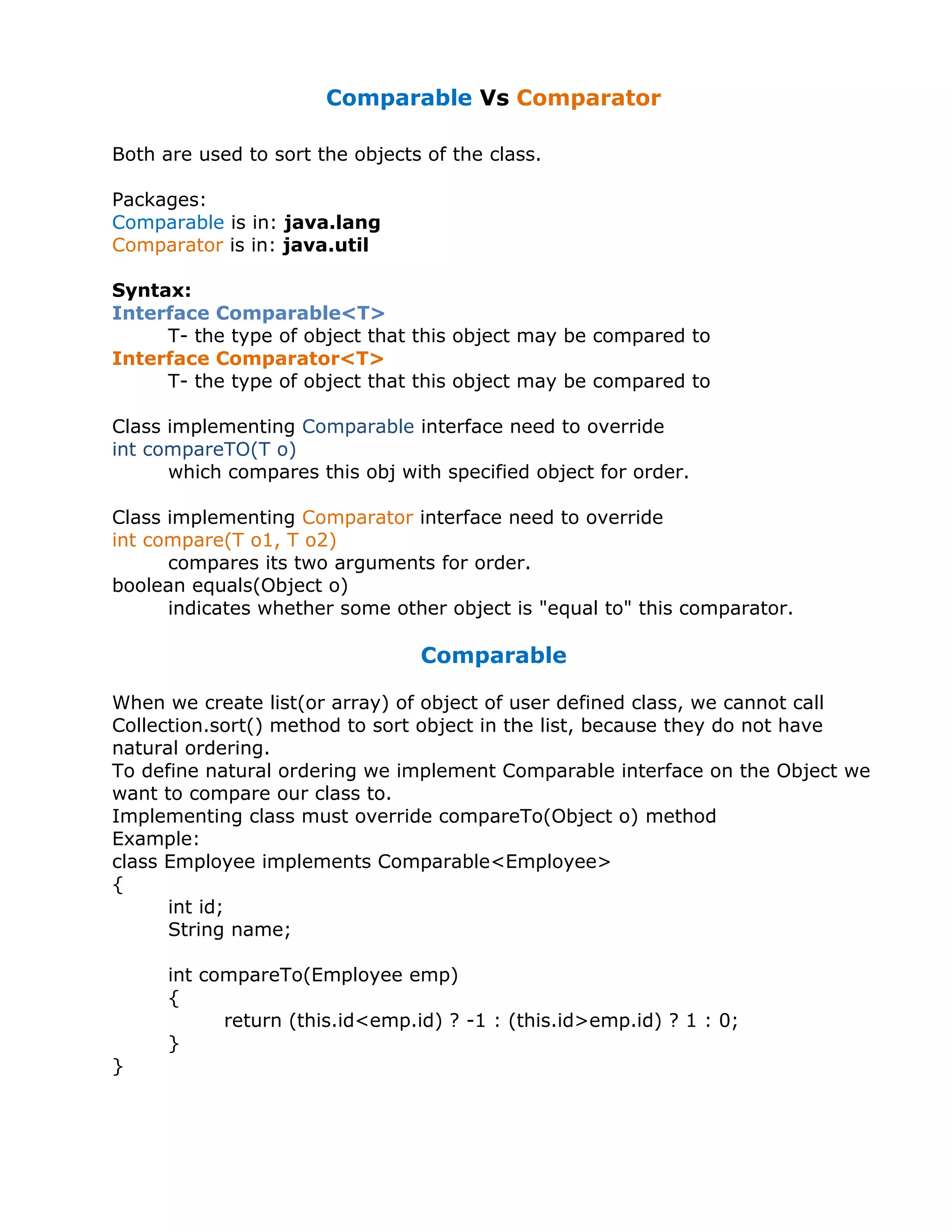Comparable vs comparator | PDF