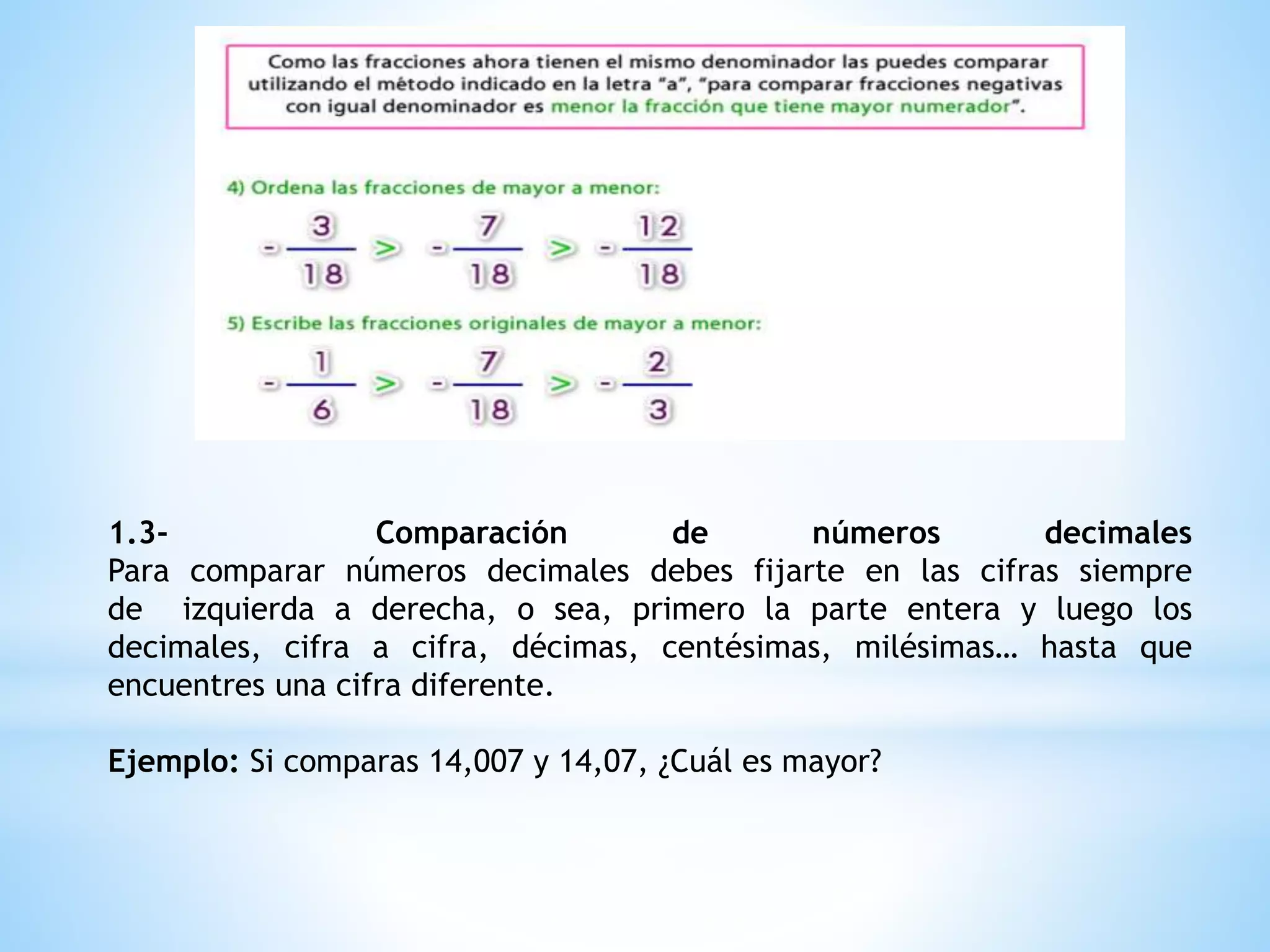 Comparación de números racionales | PPTX