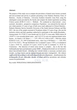 Comparación del diagnóstico de lesiones de caries en la dentición ...