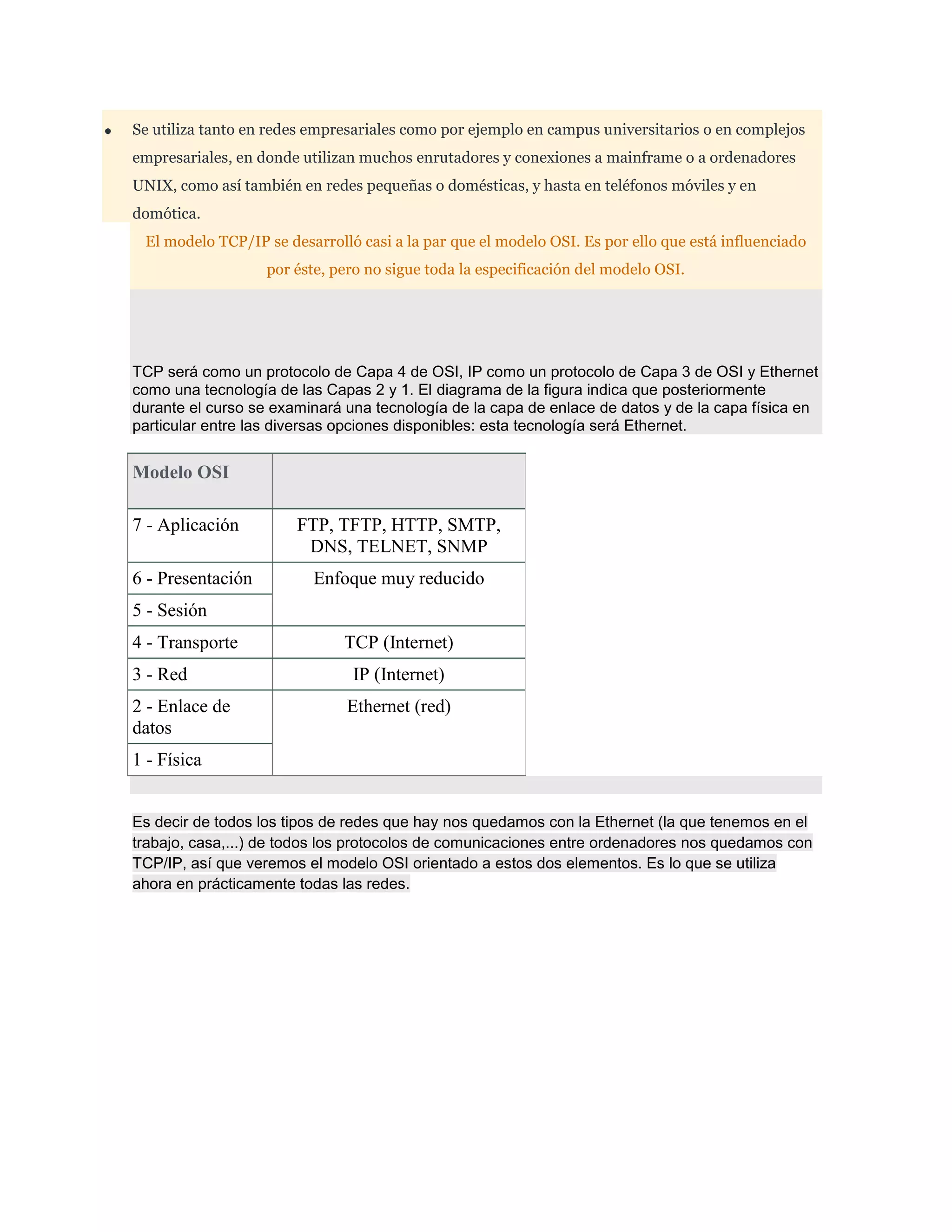 Comparación entre el modelo osi y el tcp | DOCX