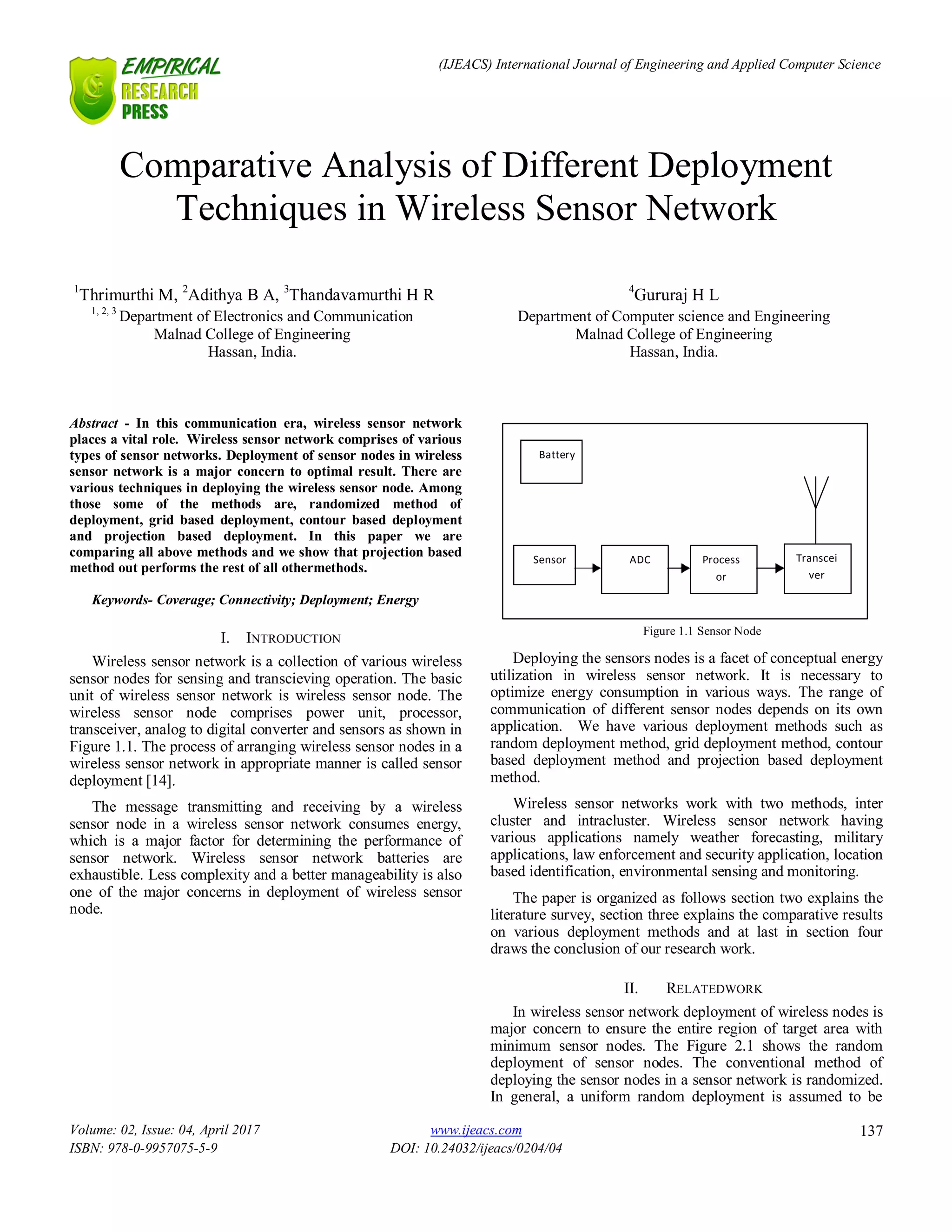Comparative Analysis of Different Deployment Techniques in Wireless Sensor Network | PDF