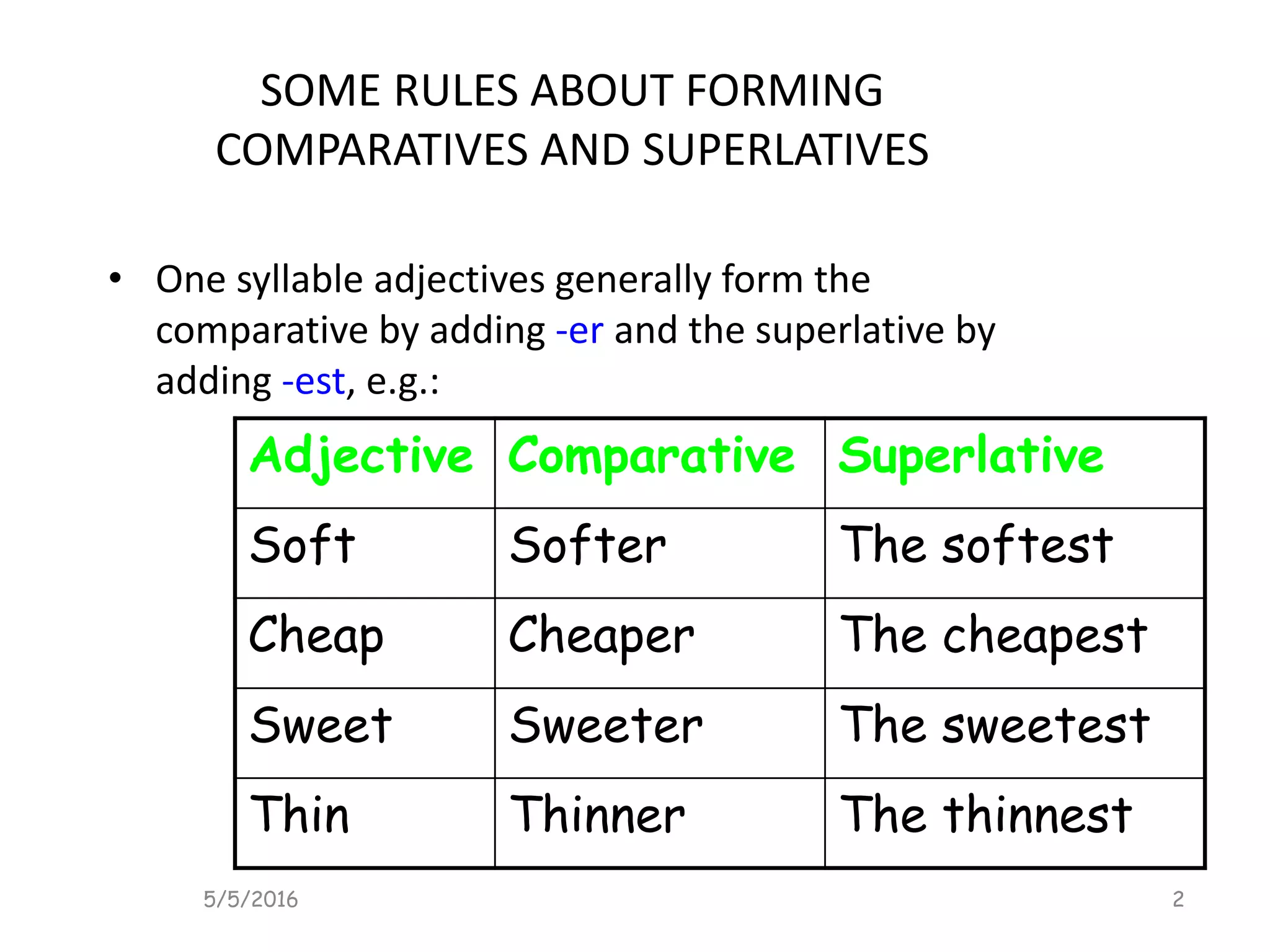 Comparative and-superlative-adjectives | PDF