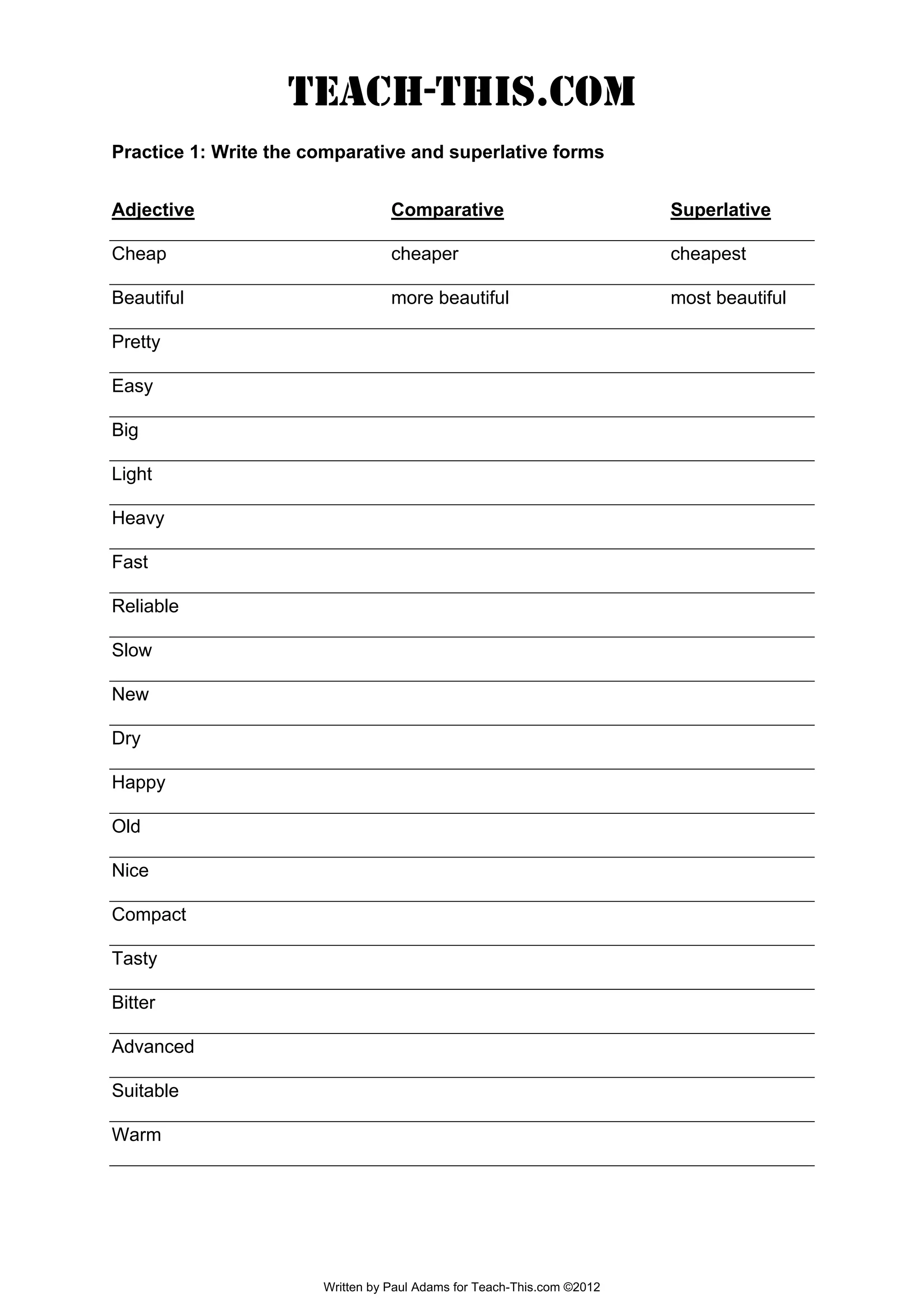 Comparative and-superlative-practice | PDF