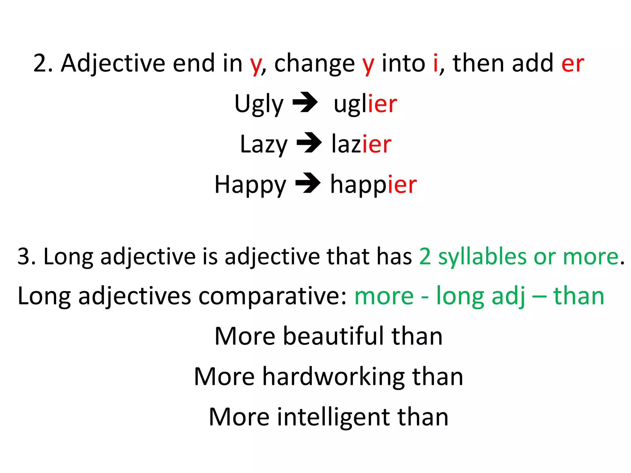 Comparative adjectives | PPTX | Food & Drink