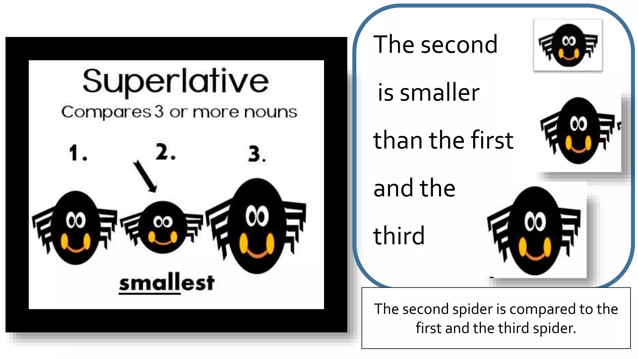 Comparative and Superalitive Adjectives: small spider, smaller spider ...