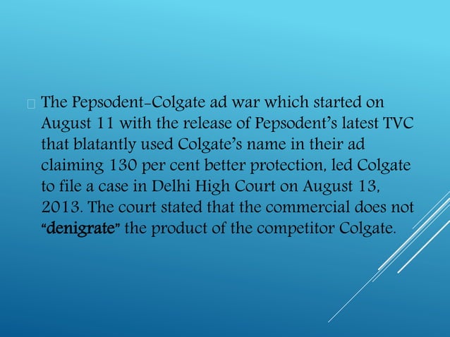 Colgate vs Pepsodent Comparative advertisement | PPTX | Oral care ...
