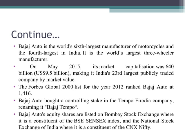 Comparative analysis: Bajaj Auto v/s Hero MotoCorp. | PPT