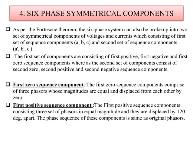 Comparative analysis of 3 phase, 5 phase and 6 phase symmetrical components with MATLAB | PPTX