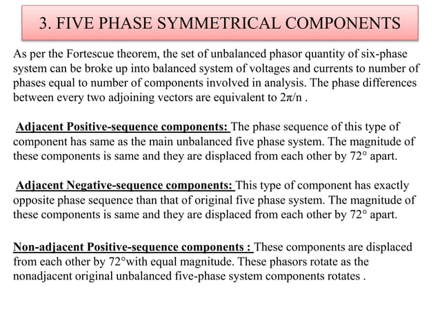 Comparative analysis of 3 phase, 5 phase and 6 phase symmetrical components with MATLAB | PPTX