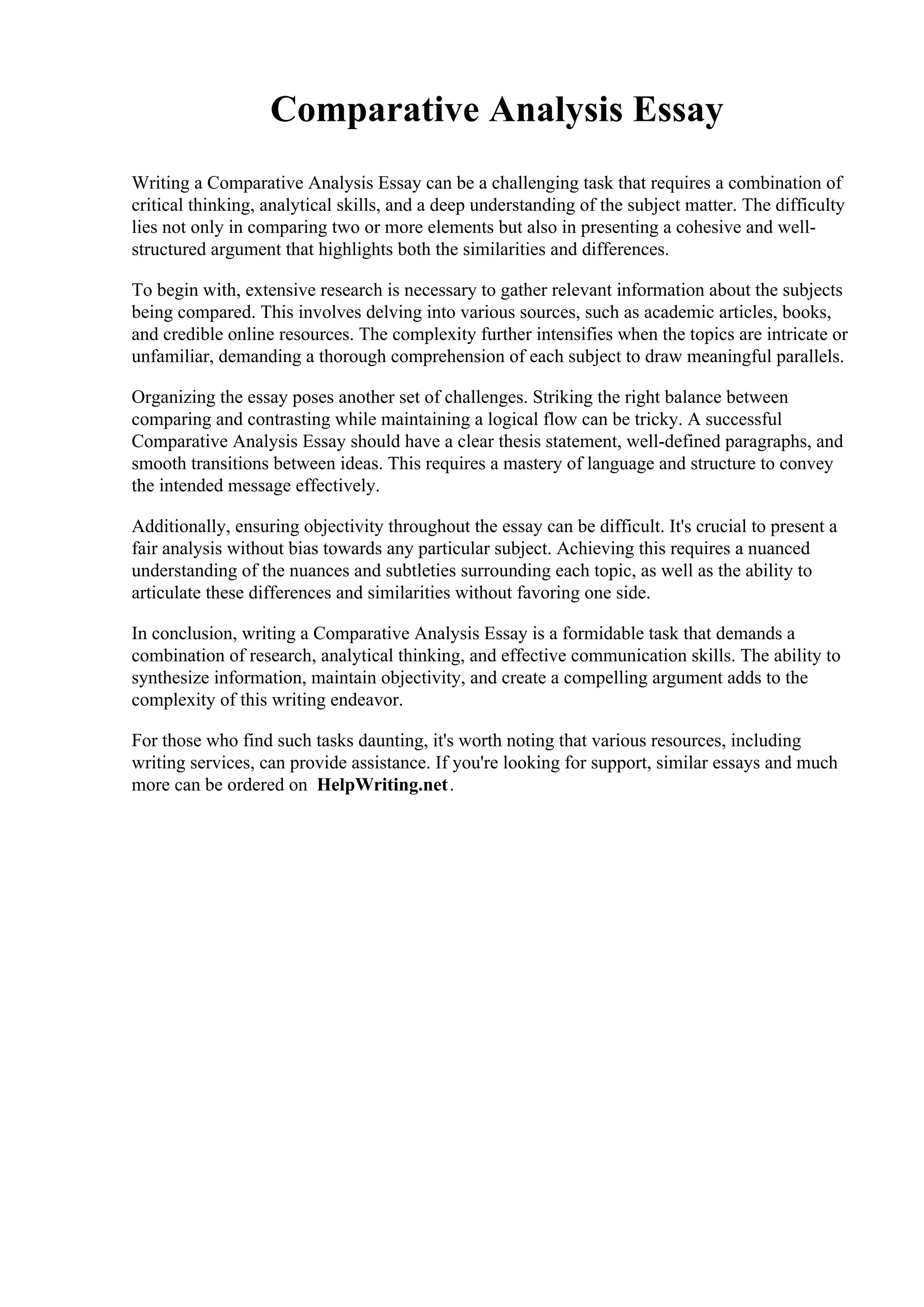 Comparative Analysis Essay pdf Comparative Analysis Essay pdf
