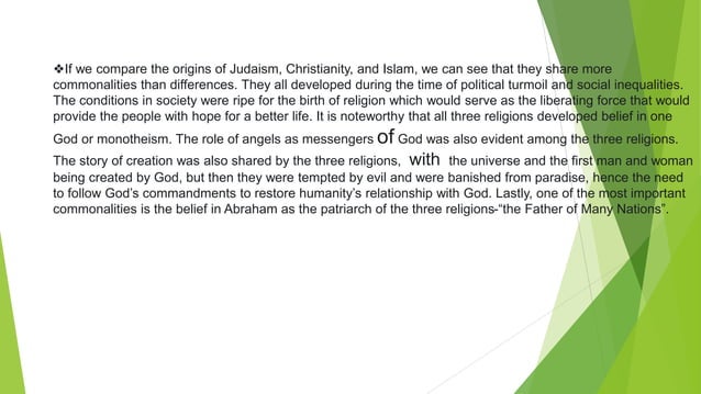 COMPARATIVE ANALYSIS OF ABRAHAMIC RELIGION.pptx | Religion & Spirituality