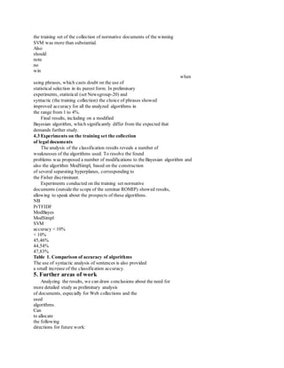 Comparative analysis of algorithms classification and methods the presentation of Web documents ...