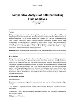 Comparative Analysis of Different Drilling Fluid Additives | PDF